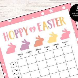 Easter Bunco Score Sheets, April Theme Bunco, Easter Bunny Bunco Night ...