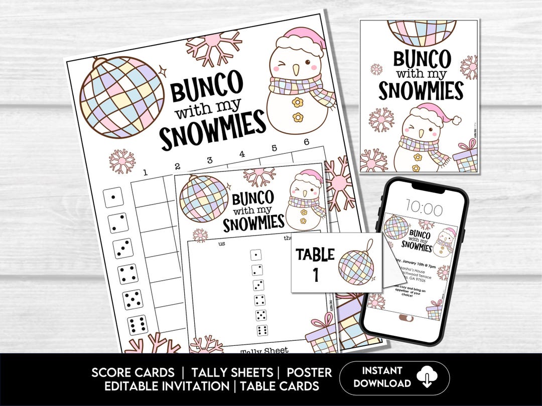 Winter Bunco Score Sheets, January Bunco Printables, Holiday Bunco ...