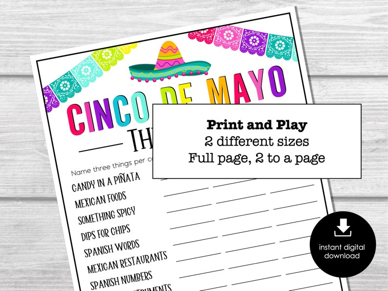 Cinco De Mayo Think Fast Game: Fiesta Party (digital Download) - Etsy