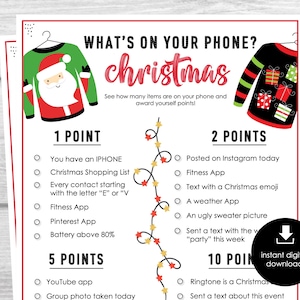 Whats on Your Phone? Christmas Party Game, Fun Christmas Scavenger Hunt ...