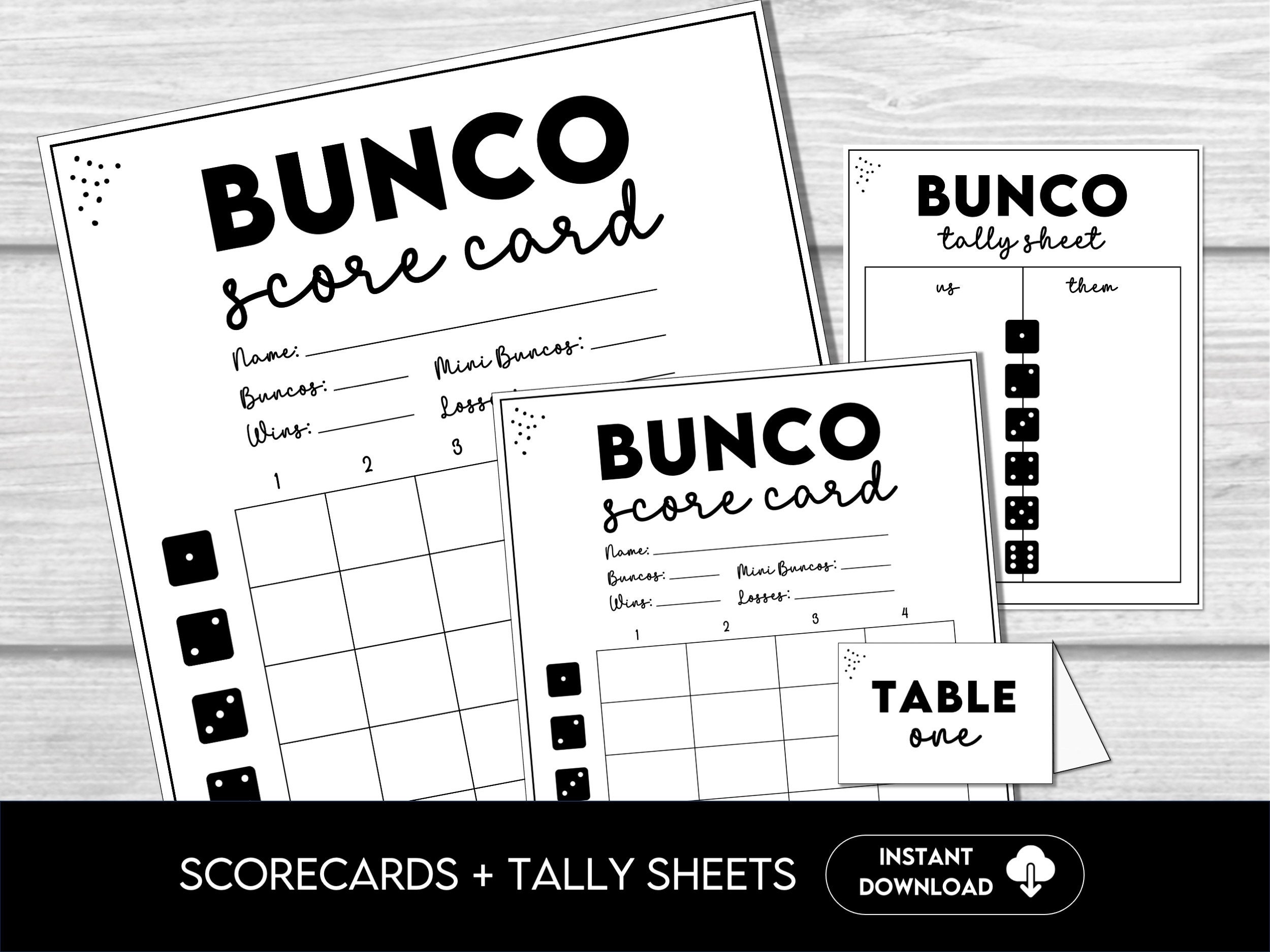 Simple Bunco Score Cards, Minimalist Neutral Bunco Score Sheets ...