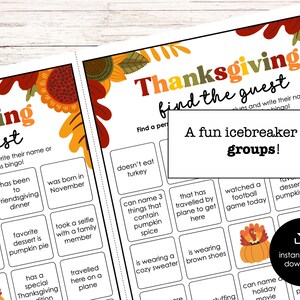 Thanksgiving Find Someone Who Party Game, Printable Find the Guest ...