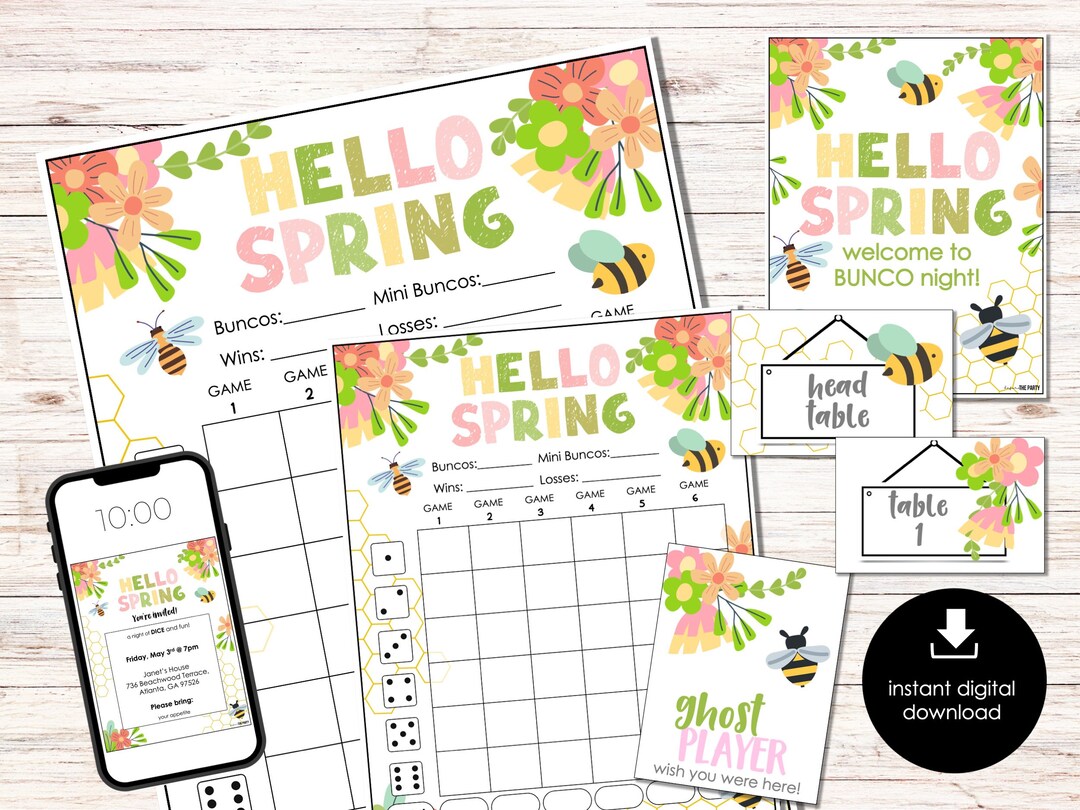 Hello Spring Bunco Score Cards April Bunco Score Sheets - Etsy