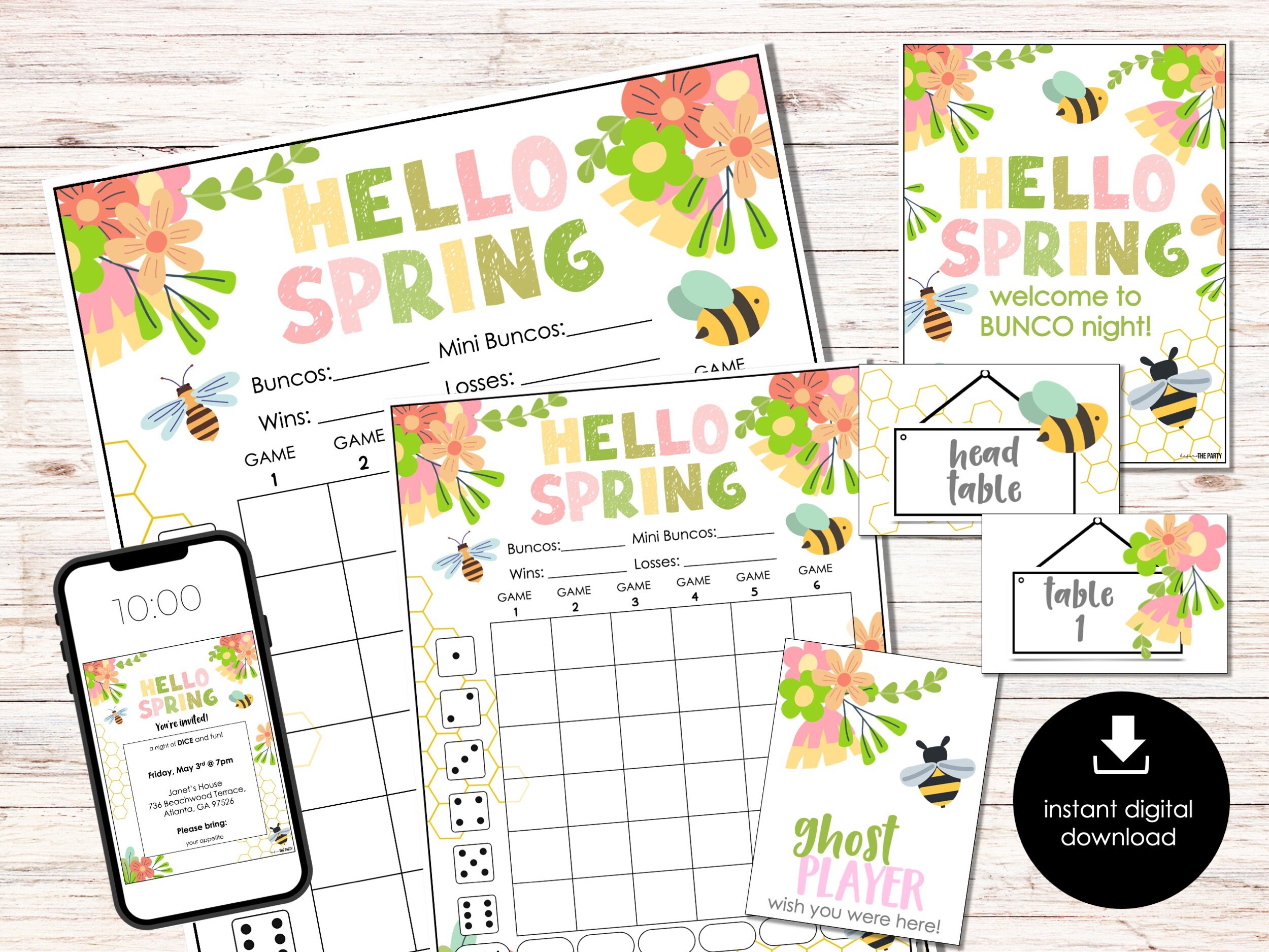 Hello Spring Bunco Score Cards April Bunco Score Sheets - Etsy