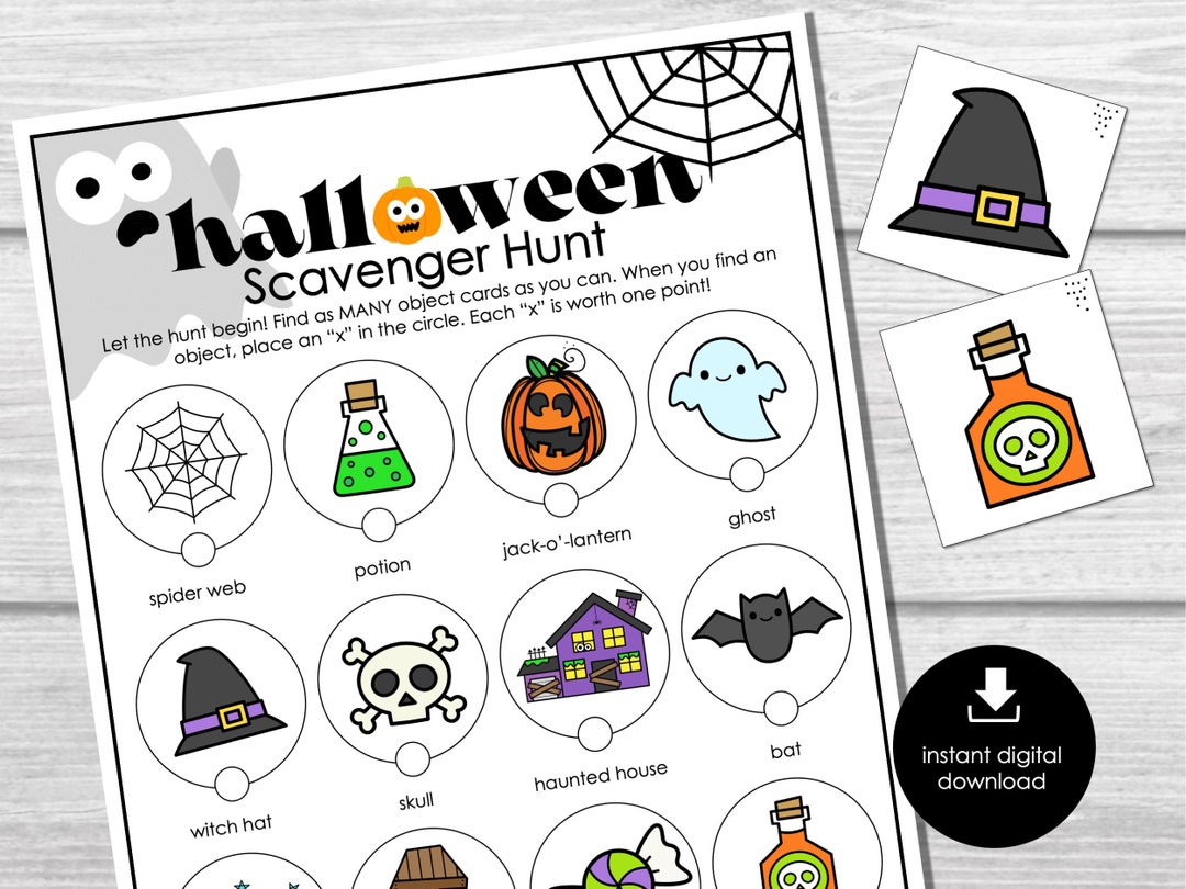 Halloween Scavenger Hunt, Printable Kids Activity, Indoor Outdoor ...