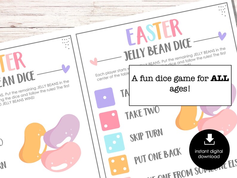 Easter Jelly Bean Dice Game: Printable Party Fun (digital Download) - Etsy