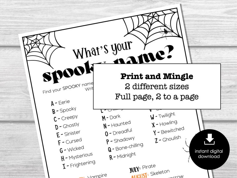 Halloween Spooky Name Game, Halloween Name Tags and Sign, Party Ice ...