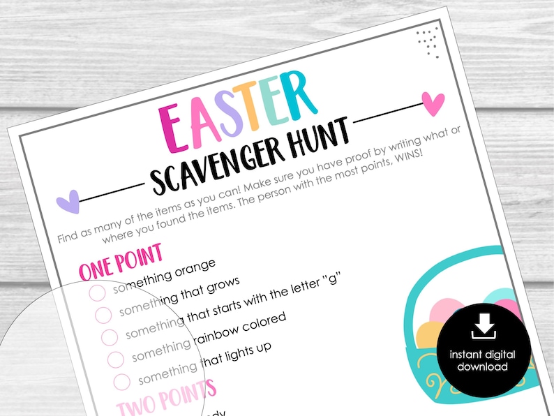 Printable Easter Scavenger Hunt Game: Family Party (digital Download ...