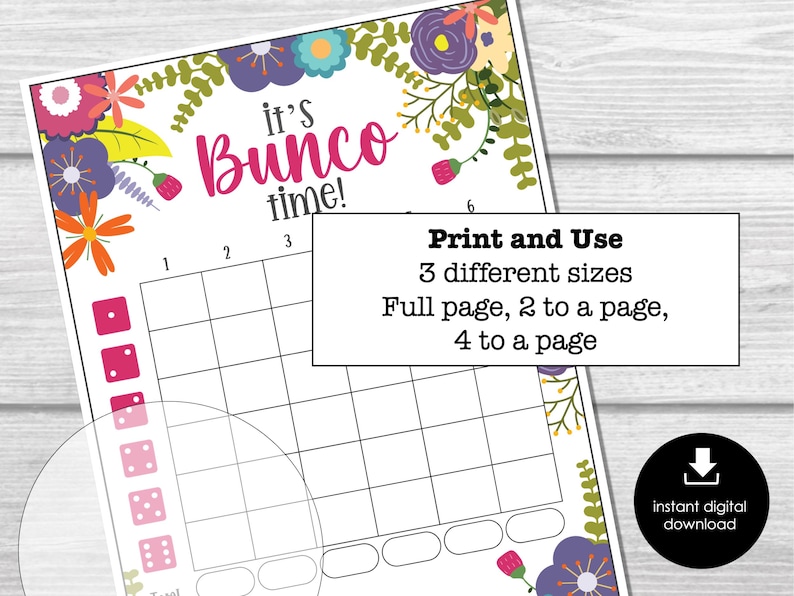 Spring Bunco Score Cards May Bunco Score Sheets Flowers - Etsy