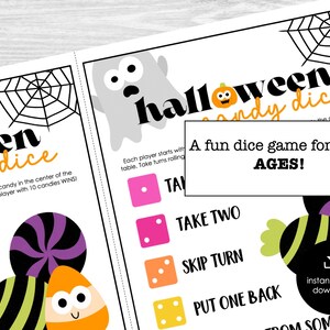 Halloween Candy Dice Game, Halloween Party Game, Printable Dice Game ...