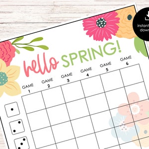 Hello Spring Bunco Score Cards April Bunco Score Sheets - Etsy