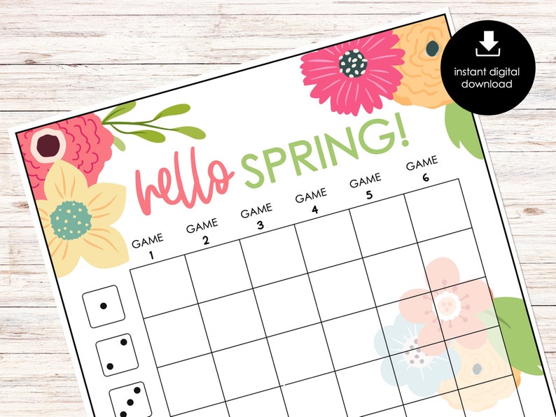 Hello Spring Bunco Score Cards April Bunco Score Sheets - Etsy