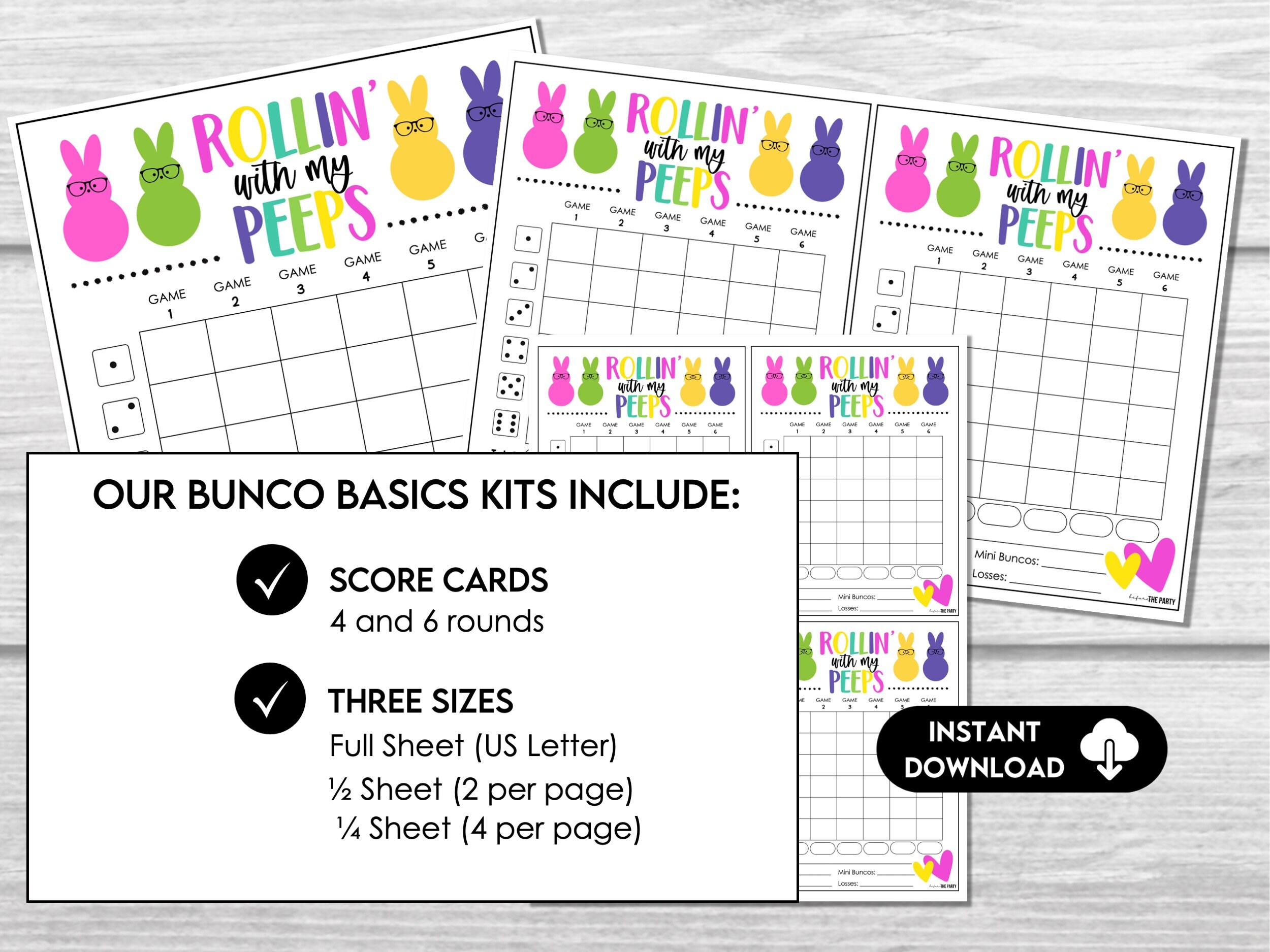 Rollin With My Peeps Score Sheet Bundle, Fun Easter Scorecards, Tally ...