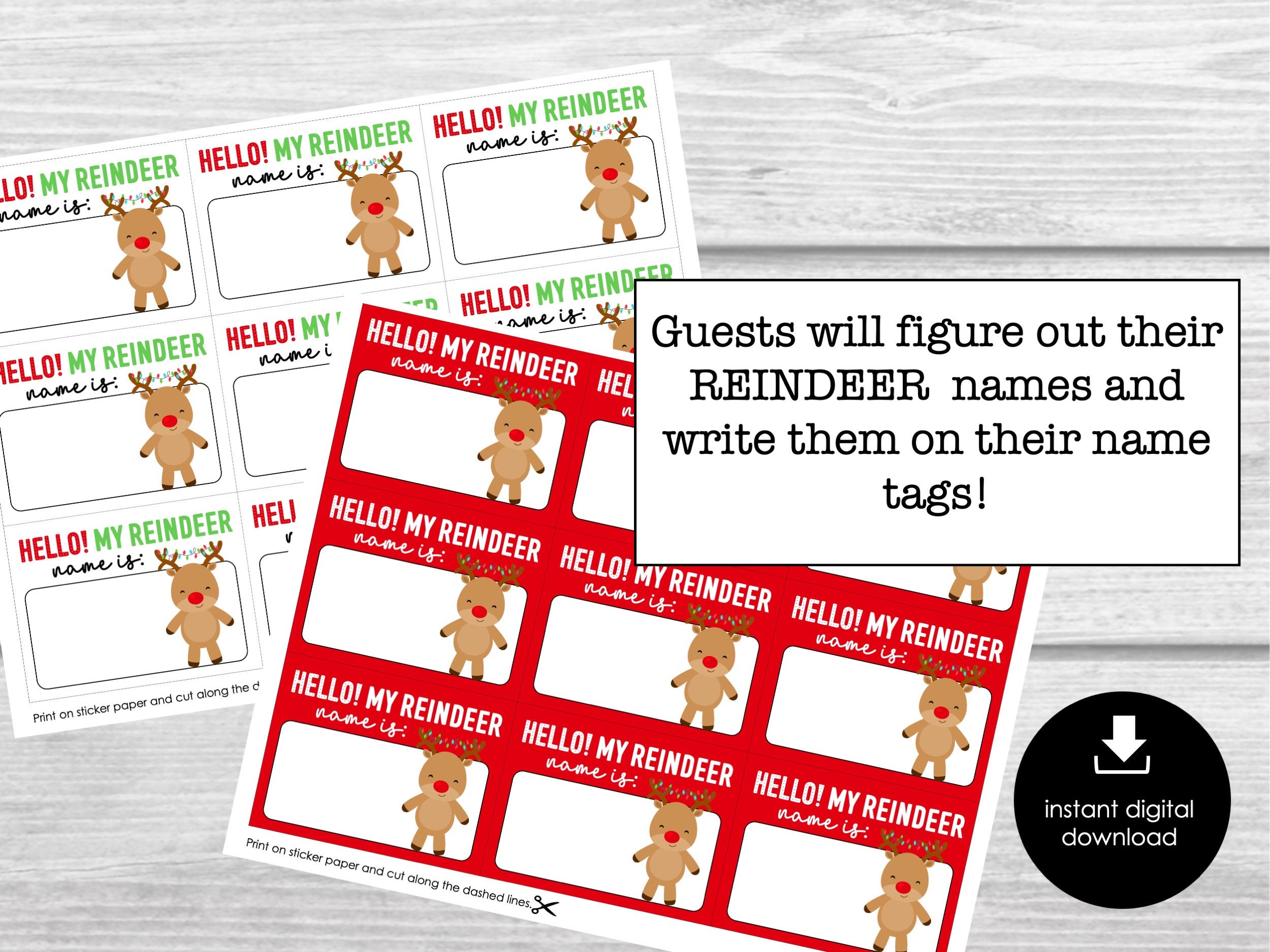 What's Your Reindeer Name, Christmas Name Game, Fun Party Name Tags ...