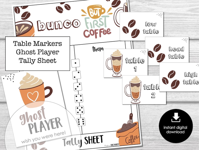 Coffee Lovers Bunco Score Sheets Coffee Party Bunco Bunco - Etsy