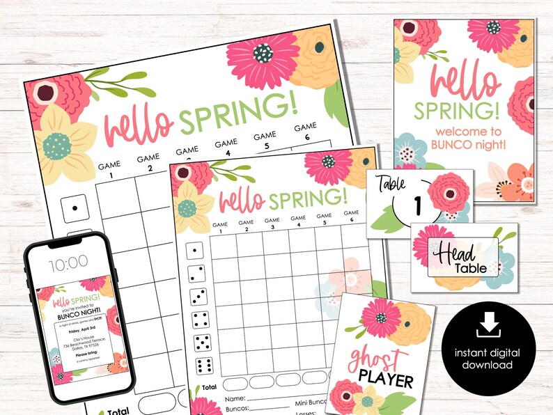 Hello Spring Bunco Score Cards April Bunco Score Sheets - Etsy