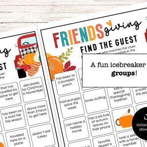 Friendsgiving Find Someone Who Party Game, Find the Guest Bingo ...