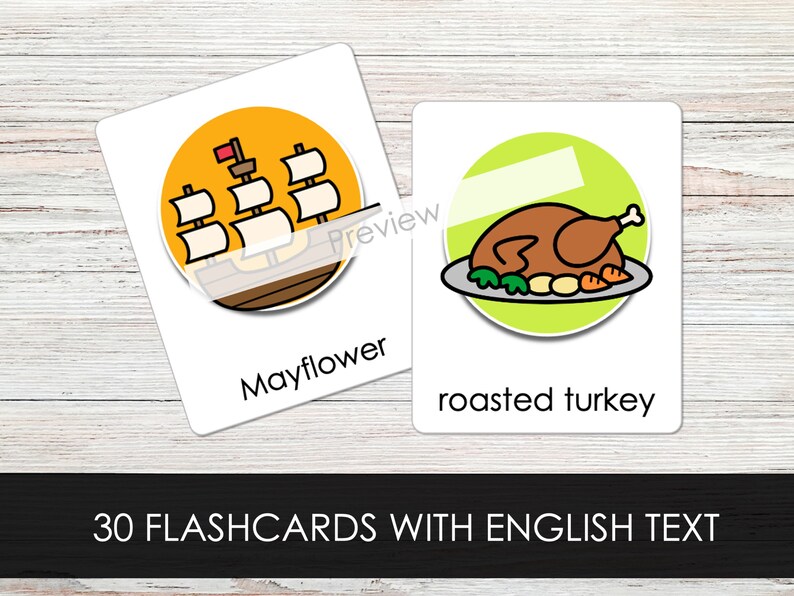 Thanksgiving Vocabulary Flashcards: Editable Text for Kids (digital ...