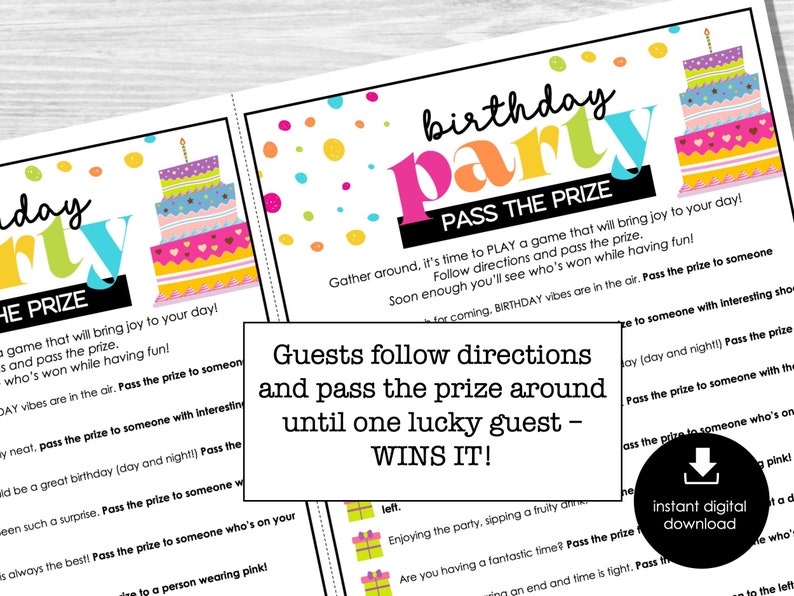 Pass the Prize Birthday Party Game: Fun Gift Exchange (digital Download ...