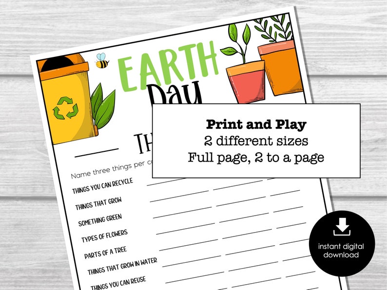 Earth Day THINK FAST Game, Printable Word Game, Earth Day Classroom ...