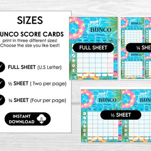 Summer Pool Party Bunco Score Cards, Swim Party Bunco Score Sheets ...