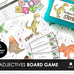 Adjectives Printable Board Game, Education Games, Grammar Game, ESL ...