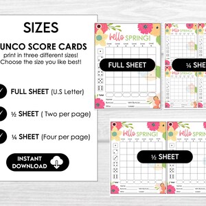 Hello Spring Bunco Score Cards, April Bunco Score Sheets, Spring Bunco ...