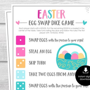 Easter Egg Exchange Dice Game, Printable Easter Games, Easter Group ...