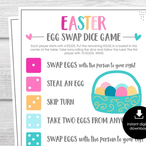 Easter Candy Dice Game Easter Party Game Easter Games - Etsy