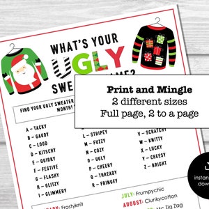 Whats Your UGLY SWEATER Name, Christmas Fun Name Game, Fun Party Name ...