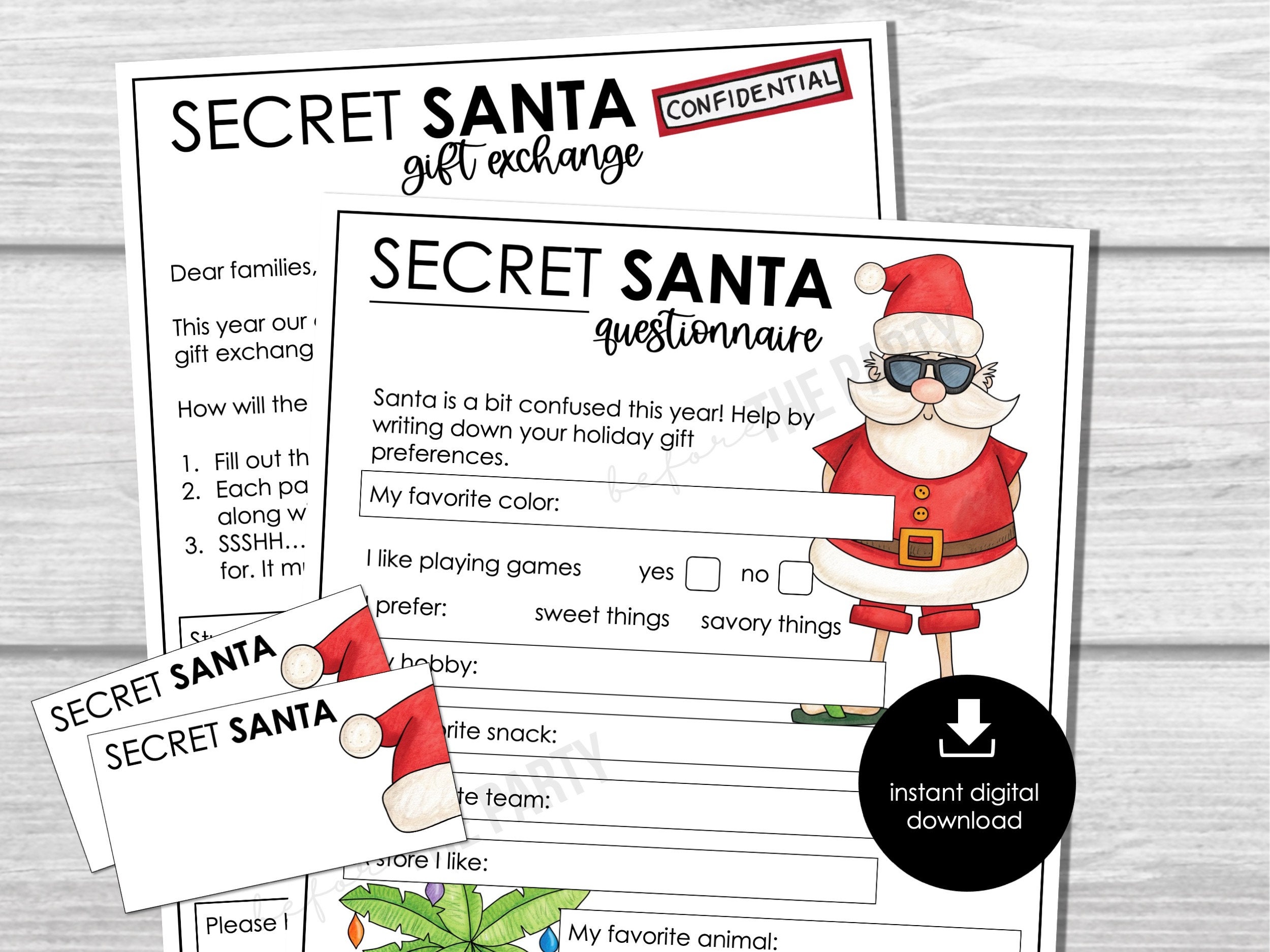 Secret Santa Questionnaire for Kids Student Gift Exchange Form ...