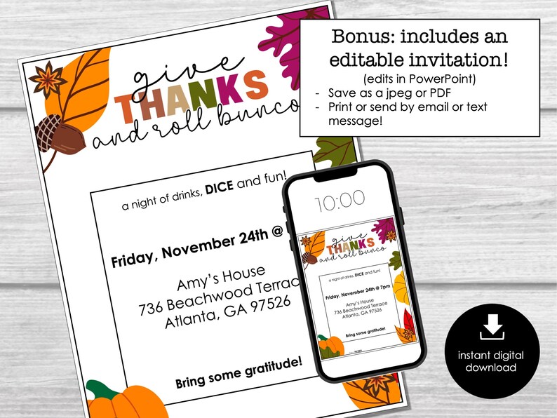 Thanksgiving Printable Bunco Score Cards, November Bunco Score Sheets ...