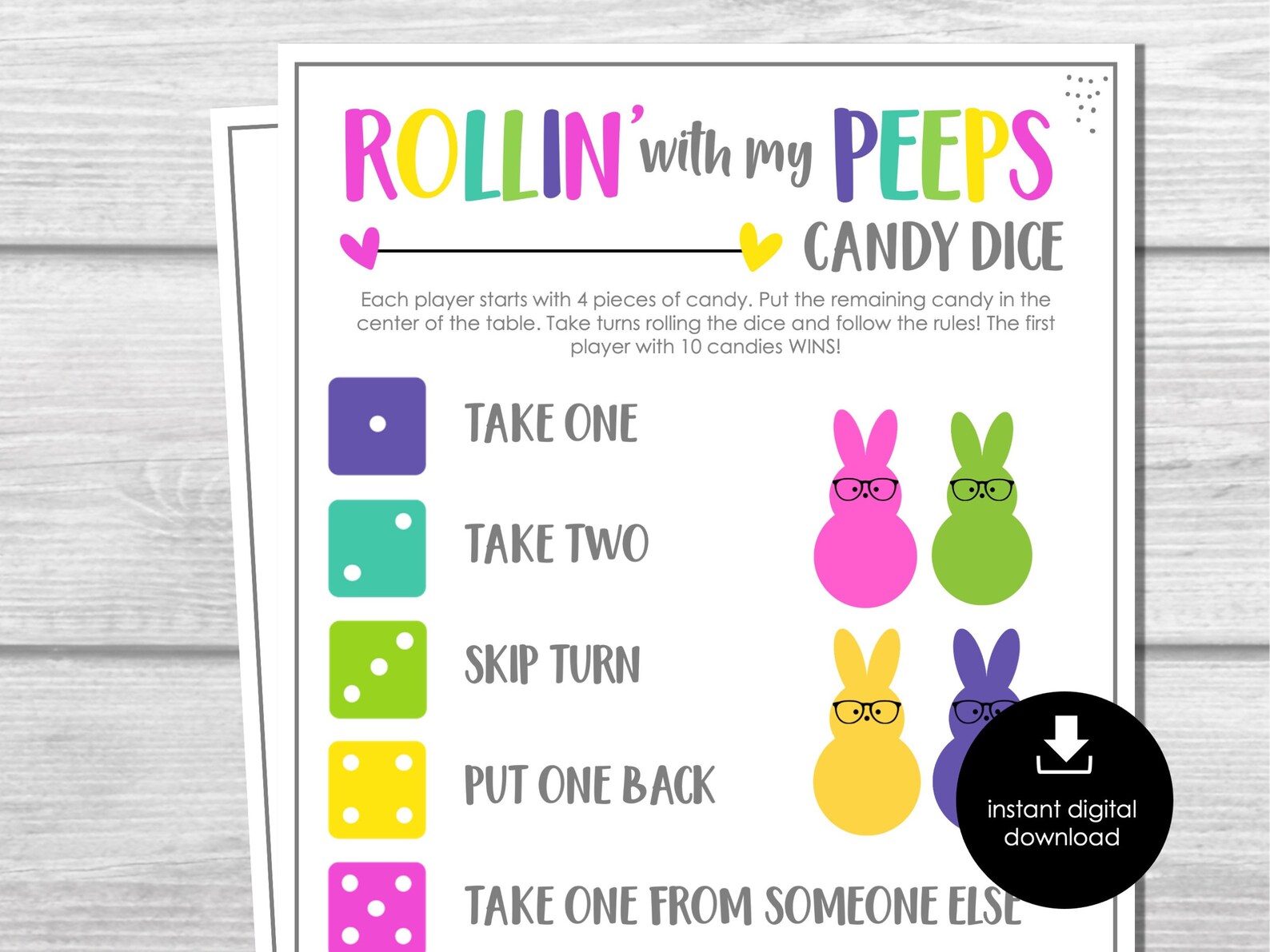Easter Candy Dice Game Easter Party Game Easter Games - Etsy