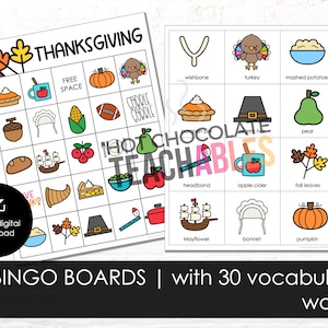 Thanksgiving Bingo, 30 Bingo Cards, Kids Thanksgiving Activity ...