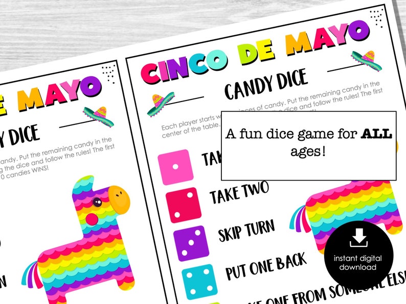 Cinco De Mayo Candy Dice Game Printable May Party Game - Etsy