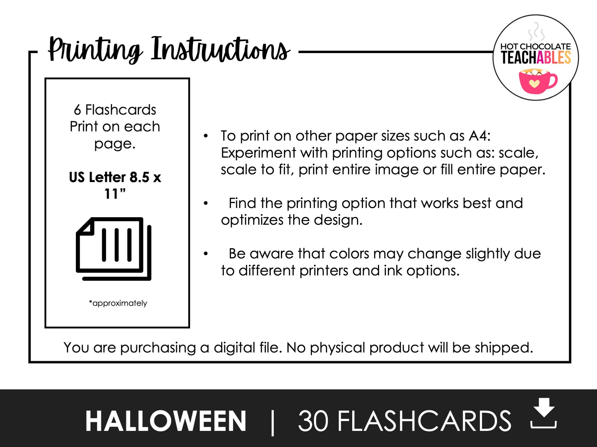 Halloween Printable Flashcards for Kids Halloween Vocabulary - Etsy