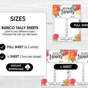 Spring Flowers Bunco Party Kit: Score Cards & Editable Invitation (PDF ...