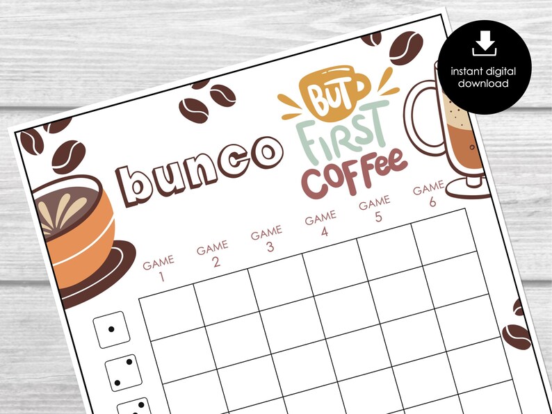 Coffee Lovers Bunco Score Sheets Coffee Party Bunco Bunco - Etsy
