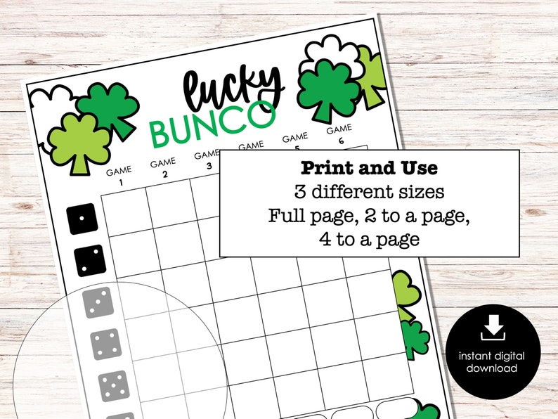 March Bunco Score Sheets St. Patrick's Bunco Lucky Bunco - Etsy