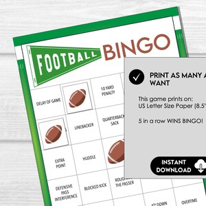 Football Bingo Game: 50 Printable Cards (PDF Download) - Etsy