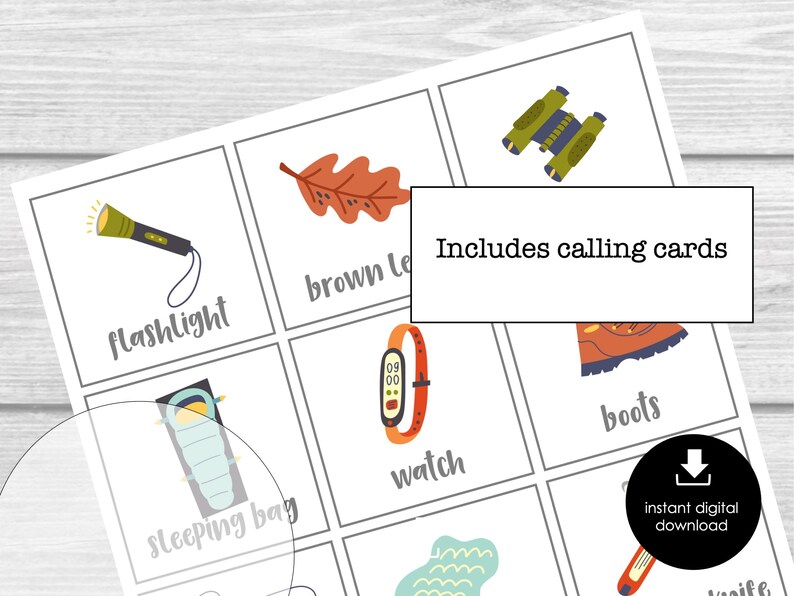 Camping Bingo Game Party Game for Kids Classroom Bingo Game - Etsy