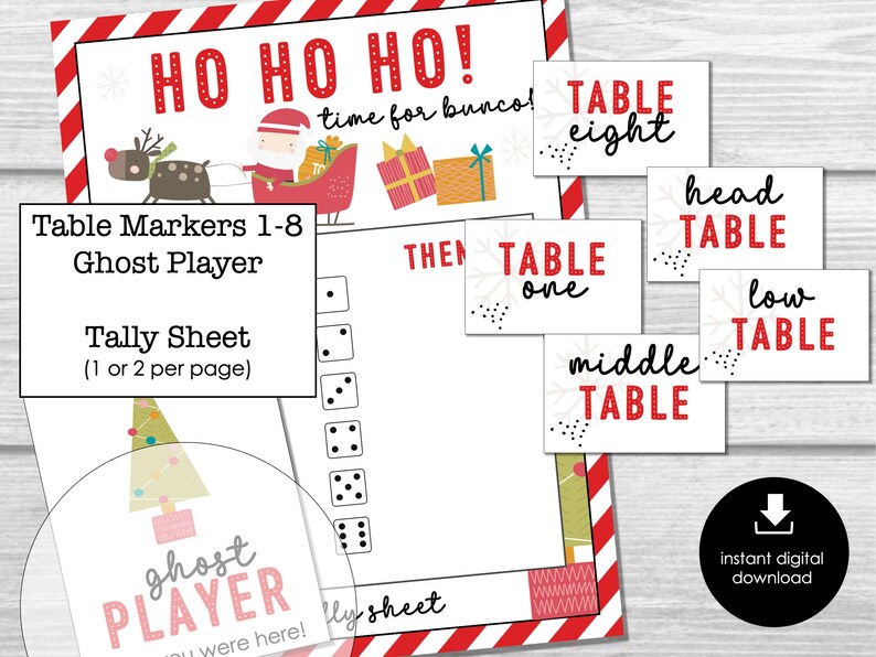 Christmas Bunco Party Kit Printable Bundle, Score Sheets & Invitation ...