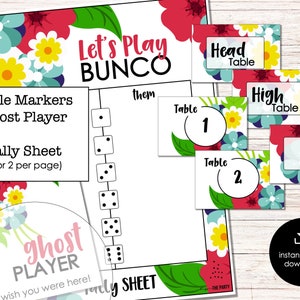 Spring Floral Bunco Score Cards, April Bunco Score Sheets, Spring Bunco ...
