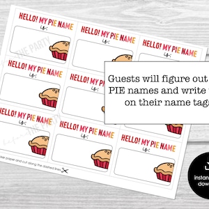 What's Your Pie Name With Name Tags & Sign, Icebreaker, Pie Contest ...