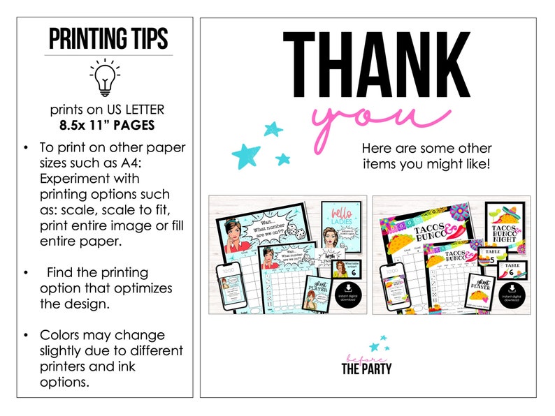 Thanksgiving Bunco Party Bundle Printable, Score Cards & Table Markers ...