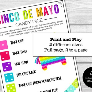 Cinco De Mayo Candy Dice Game: Fiesta Party (digital Download) - Etsy
