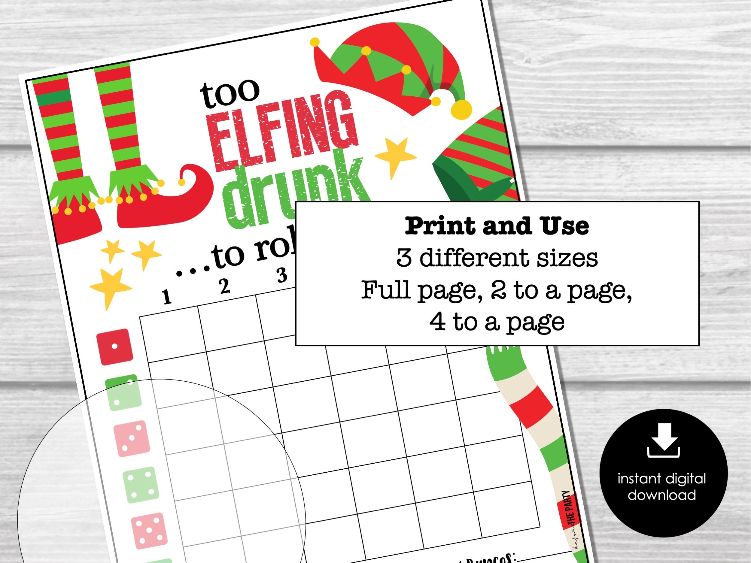 Christmas Elf Bunco Score Sheets, December Bunco Game, Christmas Bunco ...