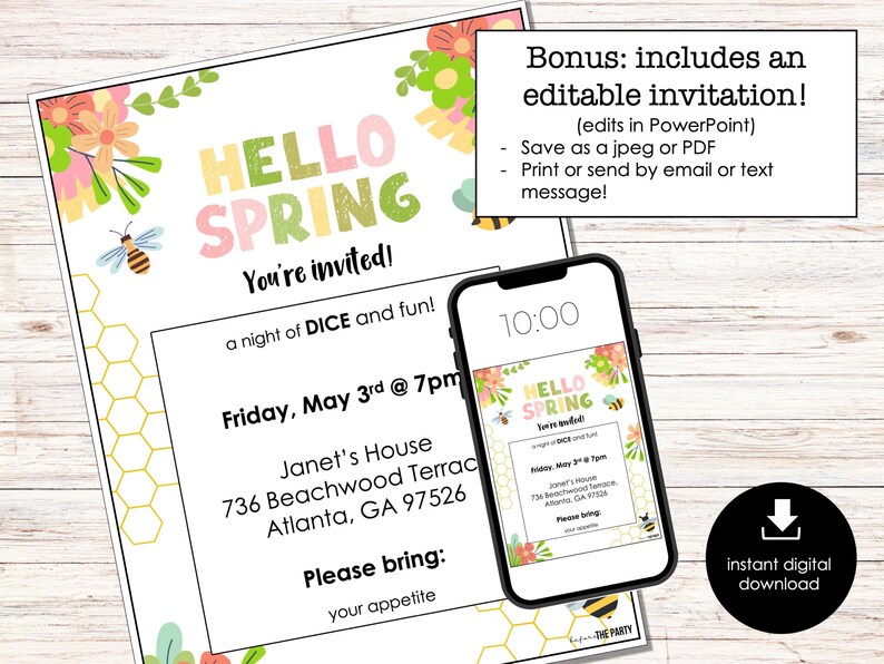 Hello Spring Bunco Score Cards April Bunco Score Sheets - Etsy
