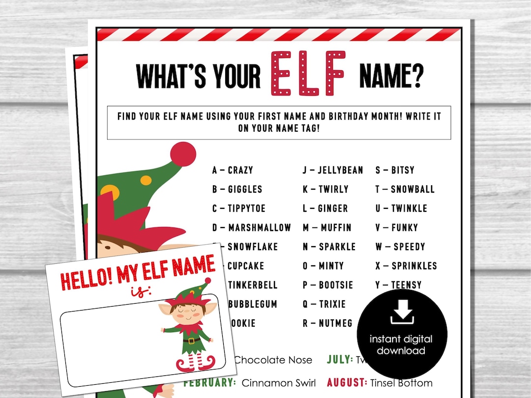 Christmas Elf Name Game: Fun Party Activity (digital Download) - Etsy