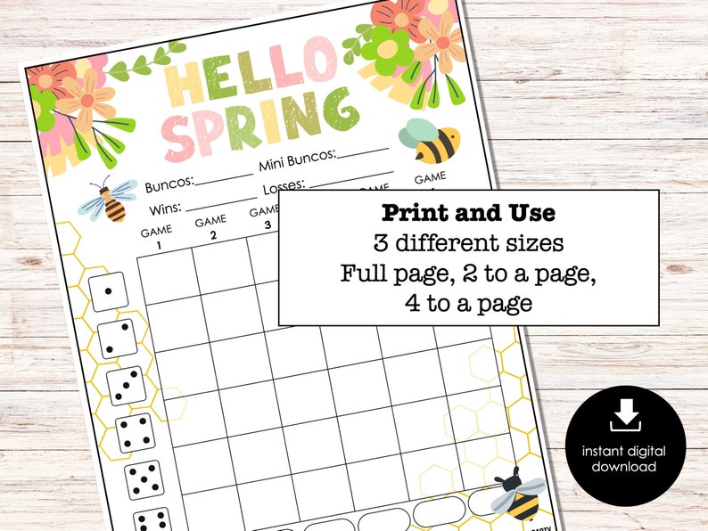 Hello Spring Bunco Score Cards April Bunco Score Sheets - Etsy